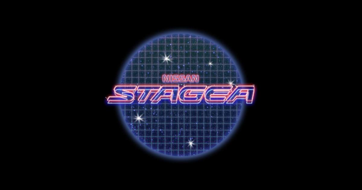 Nissan Stagea Neon Emblem - Synthwave - Sticker | TeePublic