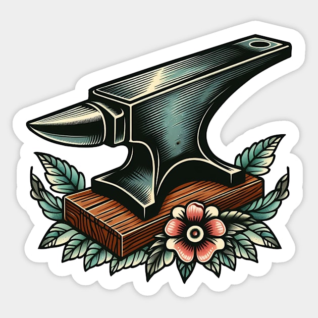 traditional anvil tattoo - Anvil - Sticker | TeePublic