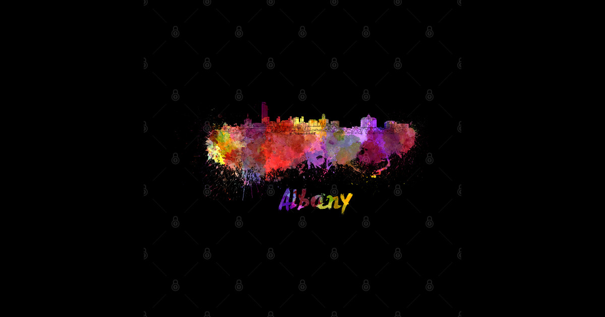Albany skyline in watercolor - Albany - Sticker | TeePublic