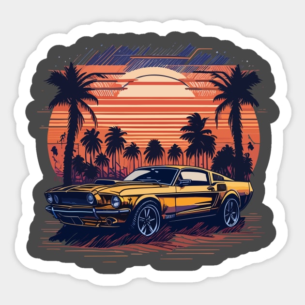 Ford Mustang - Retro - Sticker | TeePublic