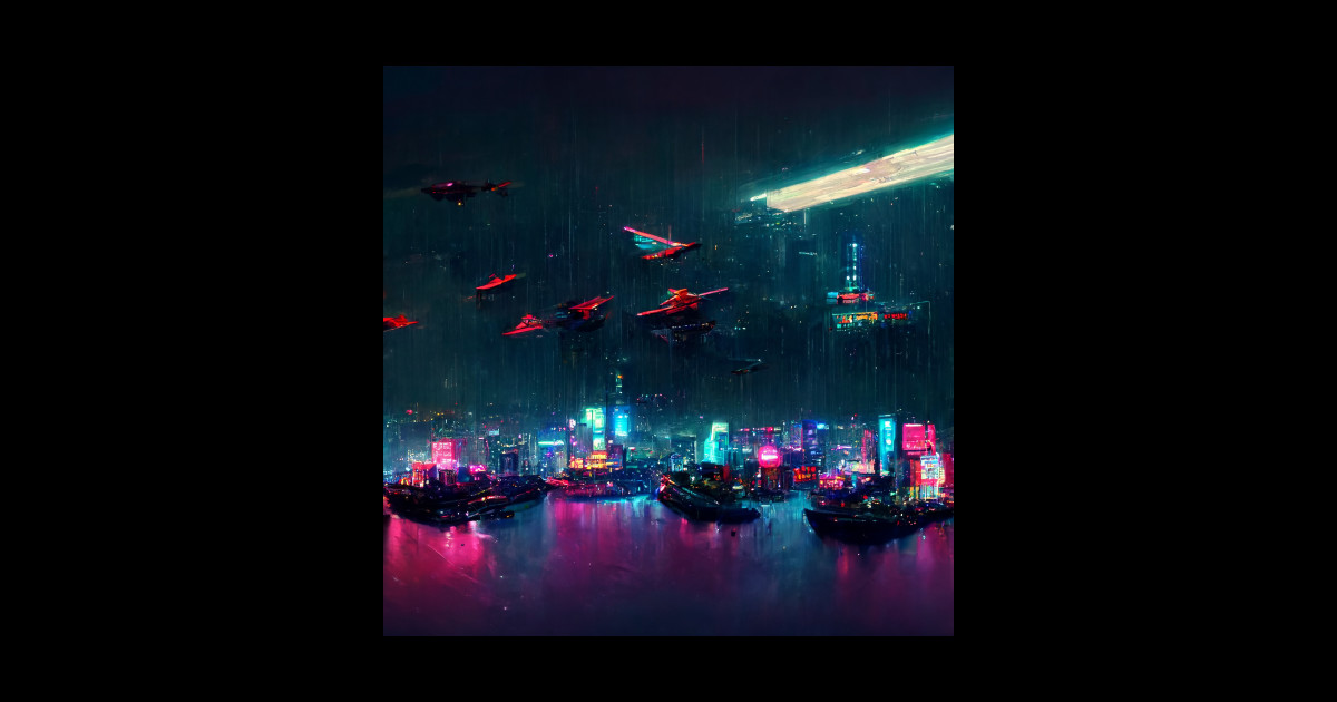 Cyberstrike - Cyberpunk Cityscape Skyline - Dogfight - Posters and Art ...