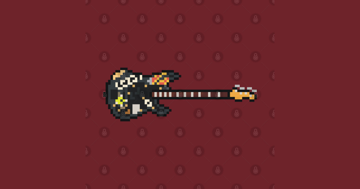 Pixel Punk Stickered Precision Bass Guitar - Music - Sticker | TeePublic