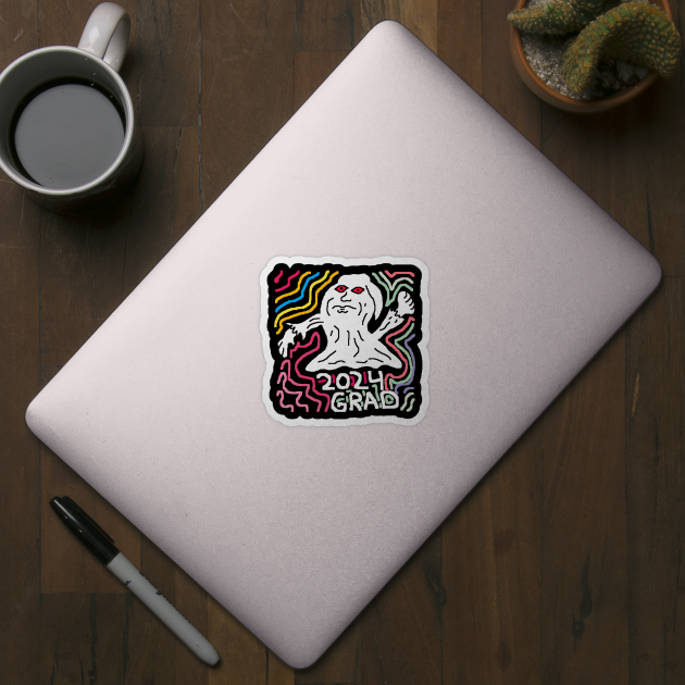 pixel art 2024 grad ghost - Pixel Art - Sticker | TeePublic