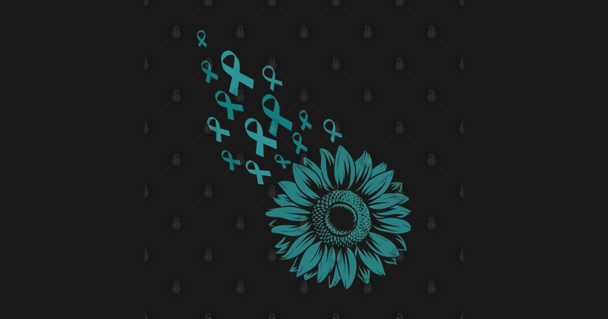 Sunflower Ovarian Cancer Teal Ribbon Cool Awareness - Ovarian Cancer ...