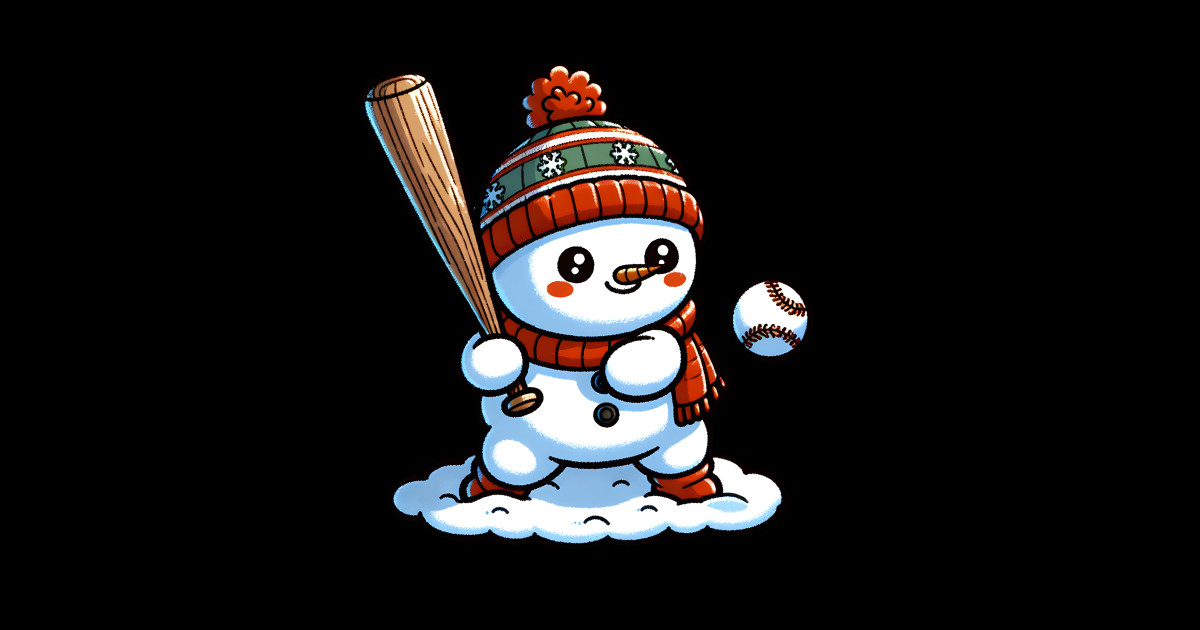 Cute snowman playing Baseball - Snowman Baseball - Sticker | TeePublic