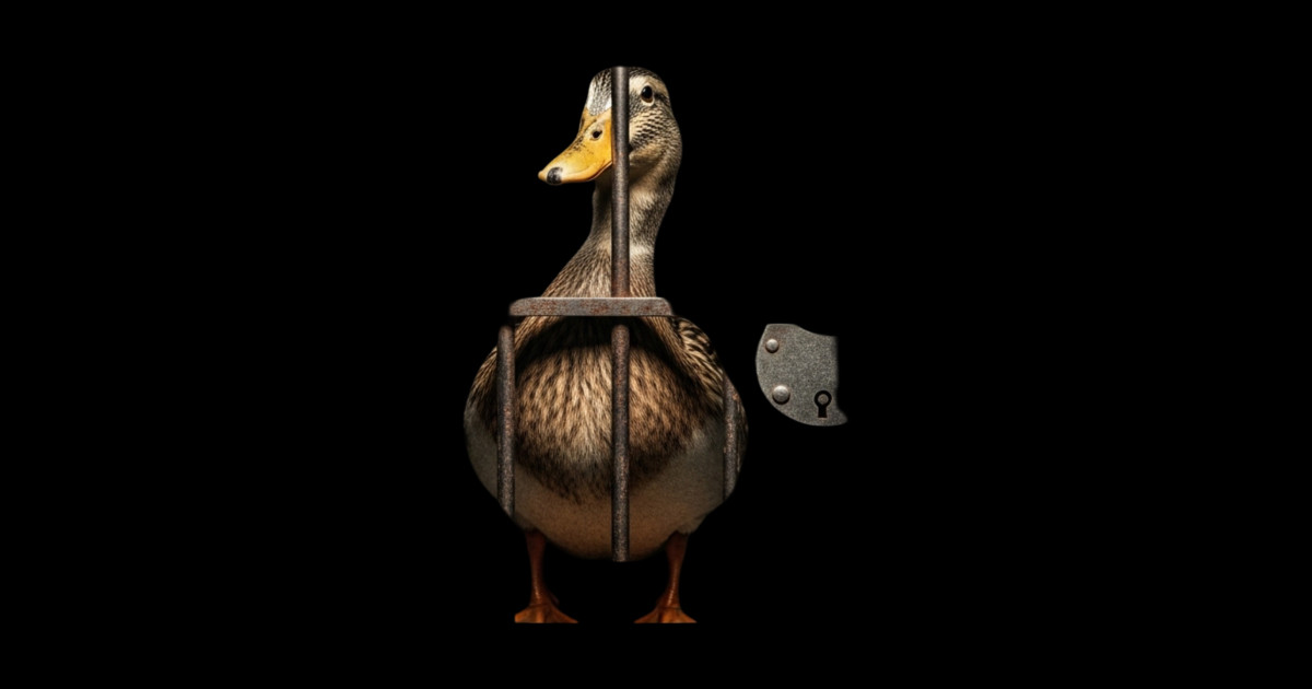 Duck Behind Bars - Duck Behind Bars - Sticker | TeePublic