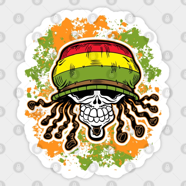 Jamaican Rasta Skull - Rastafarian - Sticker | TeePublic