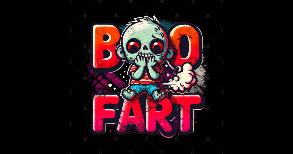 Boo Fart Funny Cute Stinky Farting Zombie Halloween Graffiti - Funny ...