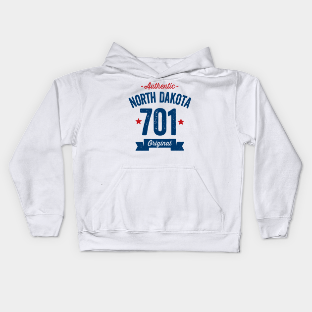 Authentic North Dakota 701 Area Code - North Dakota - Kids Hoodie ...