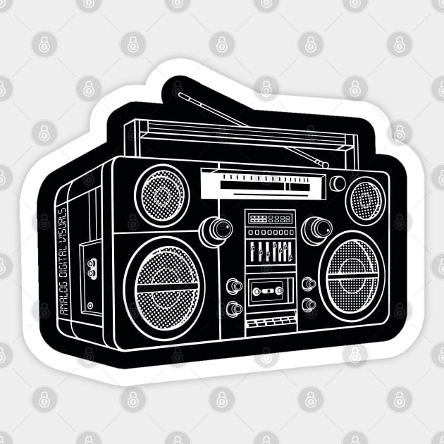 Boombox (White Lines) Analog / Music - Boombox - Sticker | TeePublic