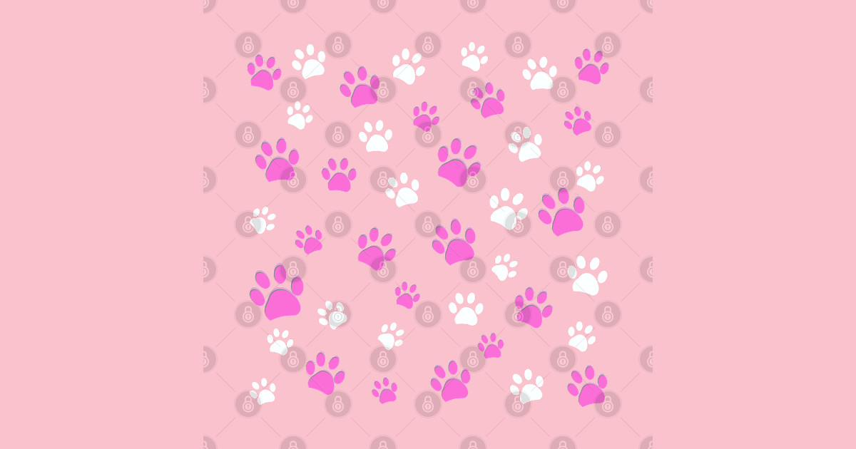 Pink paw prints pattern - Pink Paw Prints Pattern - T-Shirt | TeePublic