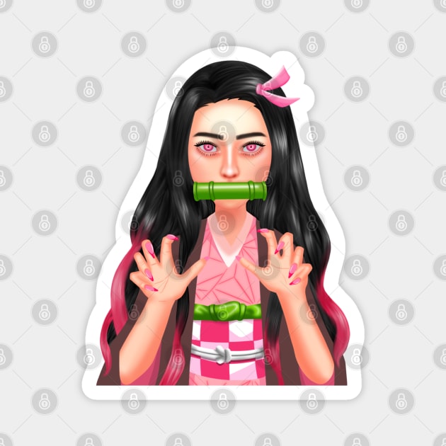 Nezuko fan art - Nezuko Kamado - Magnet | TeePublic