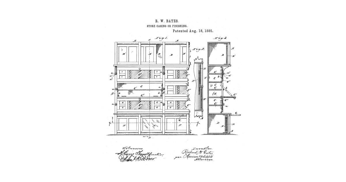 Store Casing Vintage Patent Hand Drawing - Store - T-Shirt | TeePublic