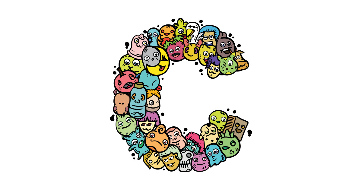 Alphabet Monster Doodle Letter C Monogram - Monogram - Sticker | TeePublic