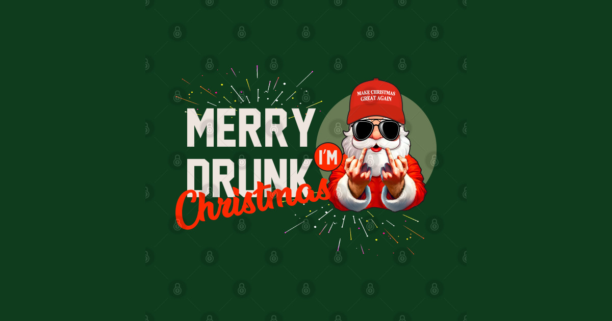 Cute Santa Flipping the Bird - Merry Drunk Christmas - Funny Christmas ...