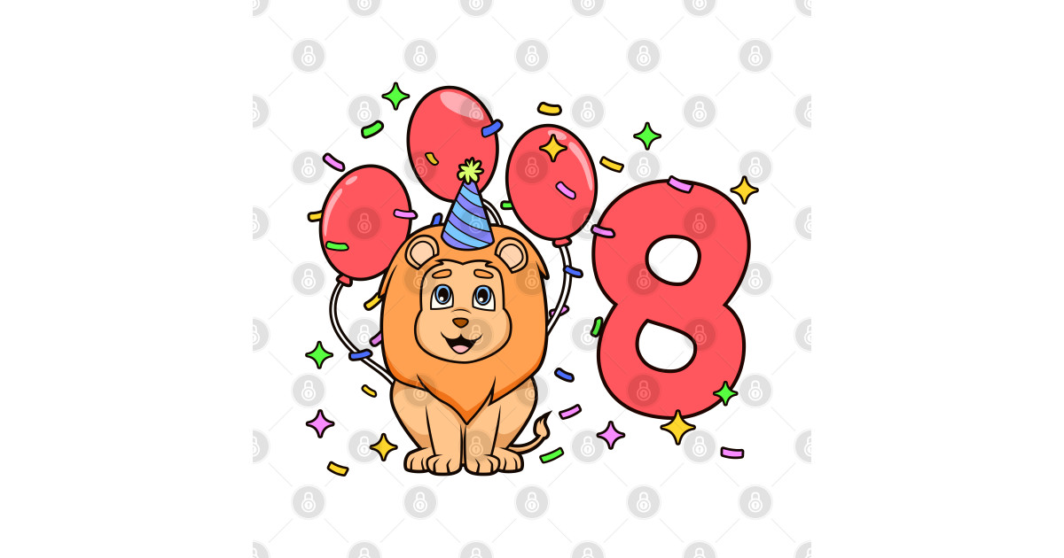 I am 8 with lion - kids birthday 8 years old - 8 Years Old Lion ...