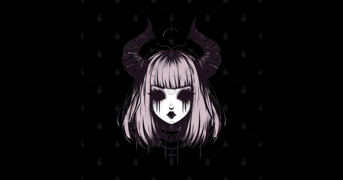 Goth girl demon pastel - Goth Girl - Sticker | TeePublic