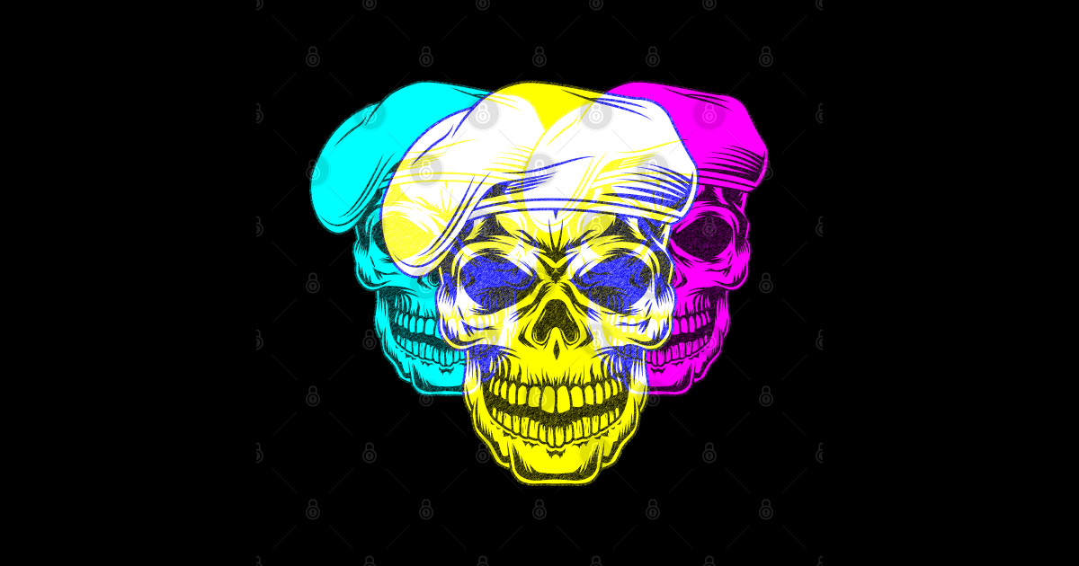 Tri-Portrait Skull - DS18 - Skull - Sticker | TeePublic