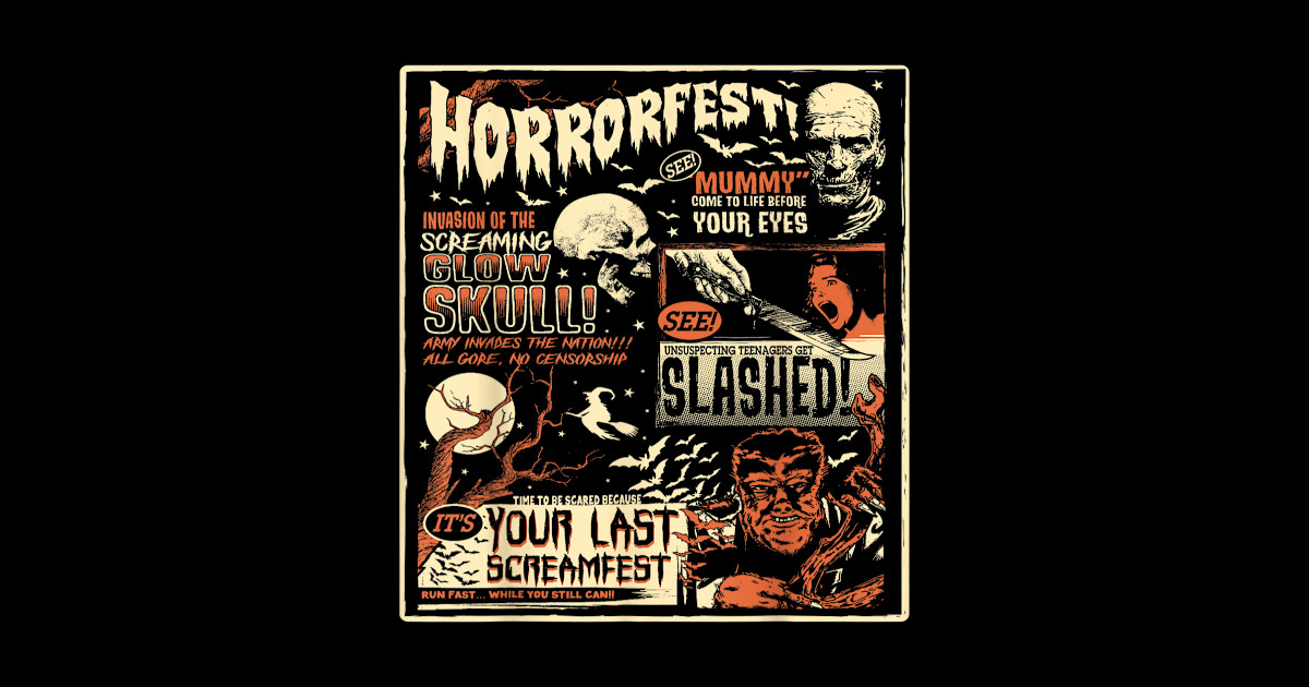 Vintage Horrorfest Movie Poster Terror Old Time Halloween - Vintage ...