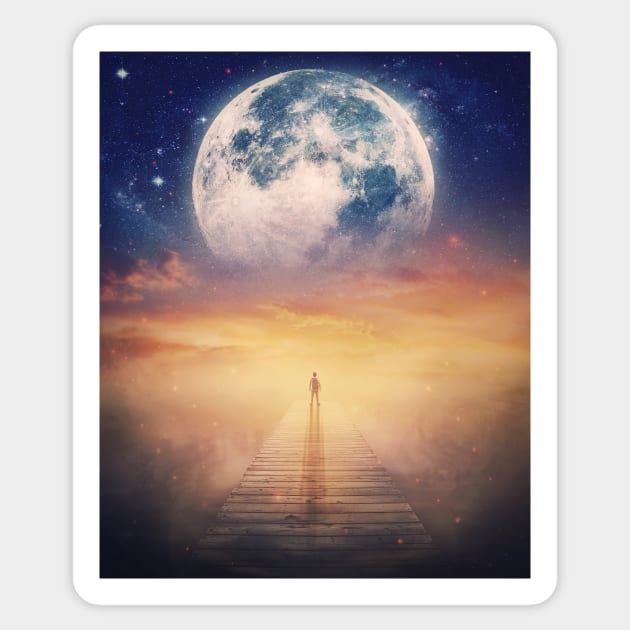 Super moon scenery - Moon Tide - Sticker | TeePublic