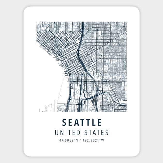 seattle simple map - Maps - Sticker | TeePublic