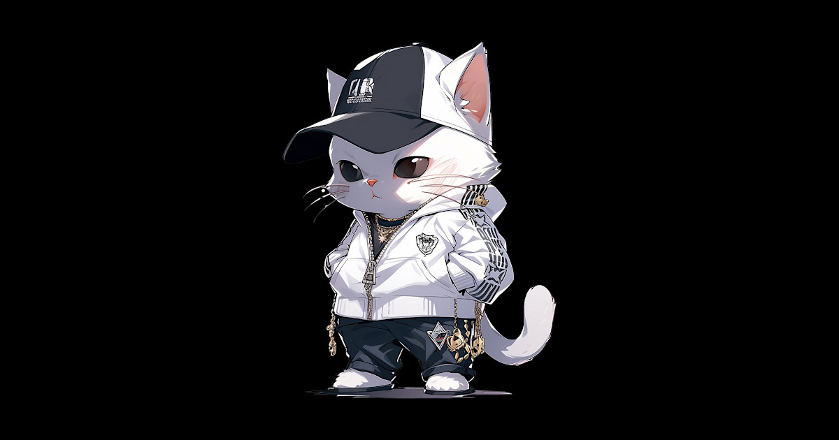 Tiny Thug Life: Chibi Kitty's Street Style - Thug Cat - Sticker | TeePublic
