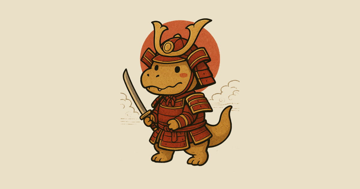 Kawaii Samurai Dino – Ukiyo-e Japanese Art Style - Samurai Dino - T ...