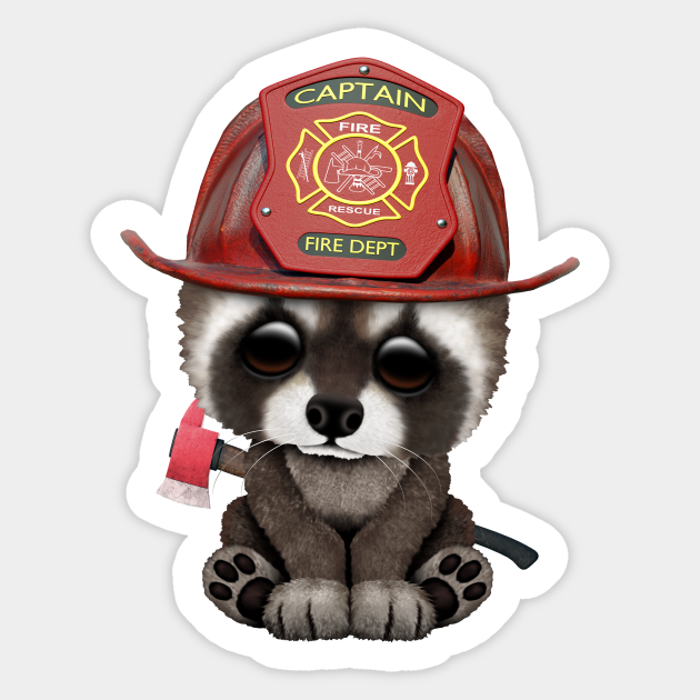 Cute Baby Raccoon Firefighter - Baby Raccoon - Sticker | TeePublic