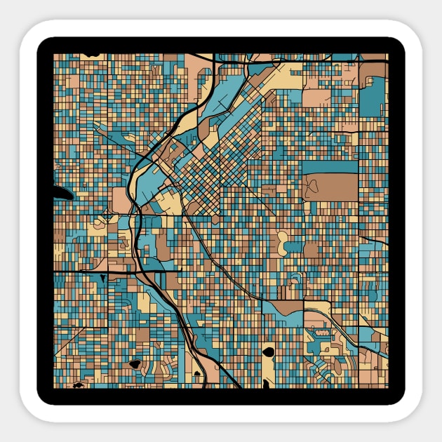 Denver Map Pattern in Mid Century Pastel - Denver Map - Sticker | TeePublic