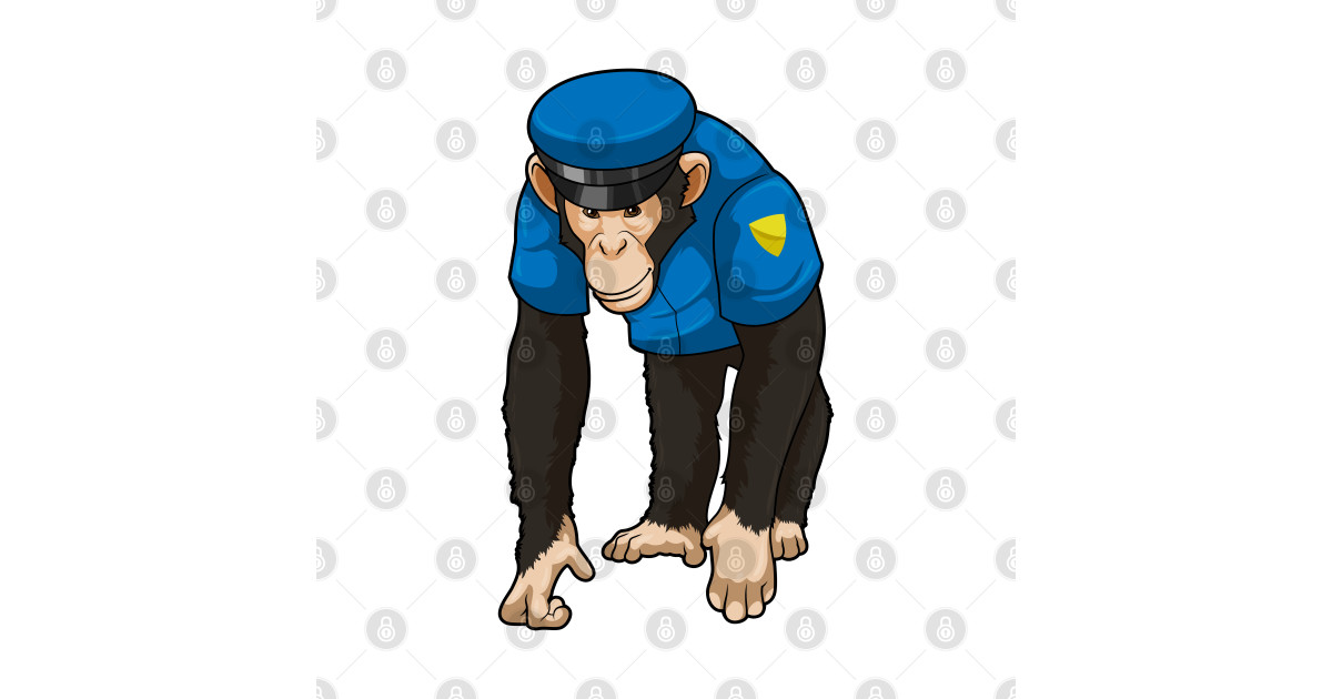Monkey as Police officer with Uniform - Monkeys - T-Shirt | TeePublic