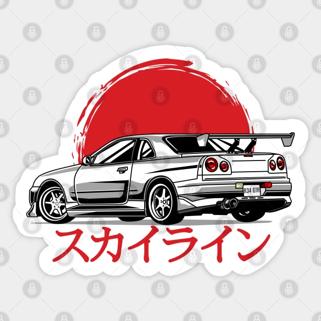 NISSAN GTR R34 - Nissan Gtr - Sticker | TeePublic