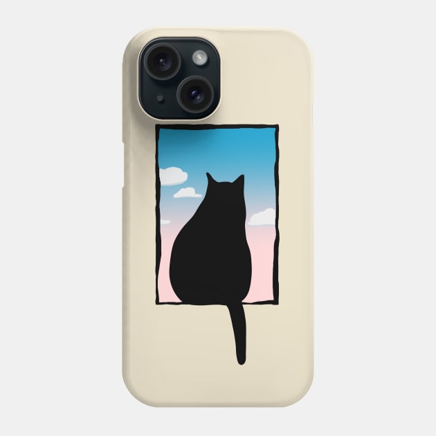 Cat view - Black Fat Cat - Phone Case | TeePublic