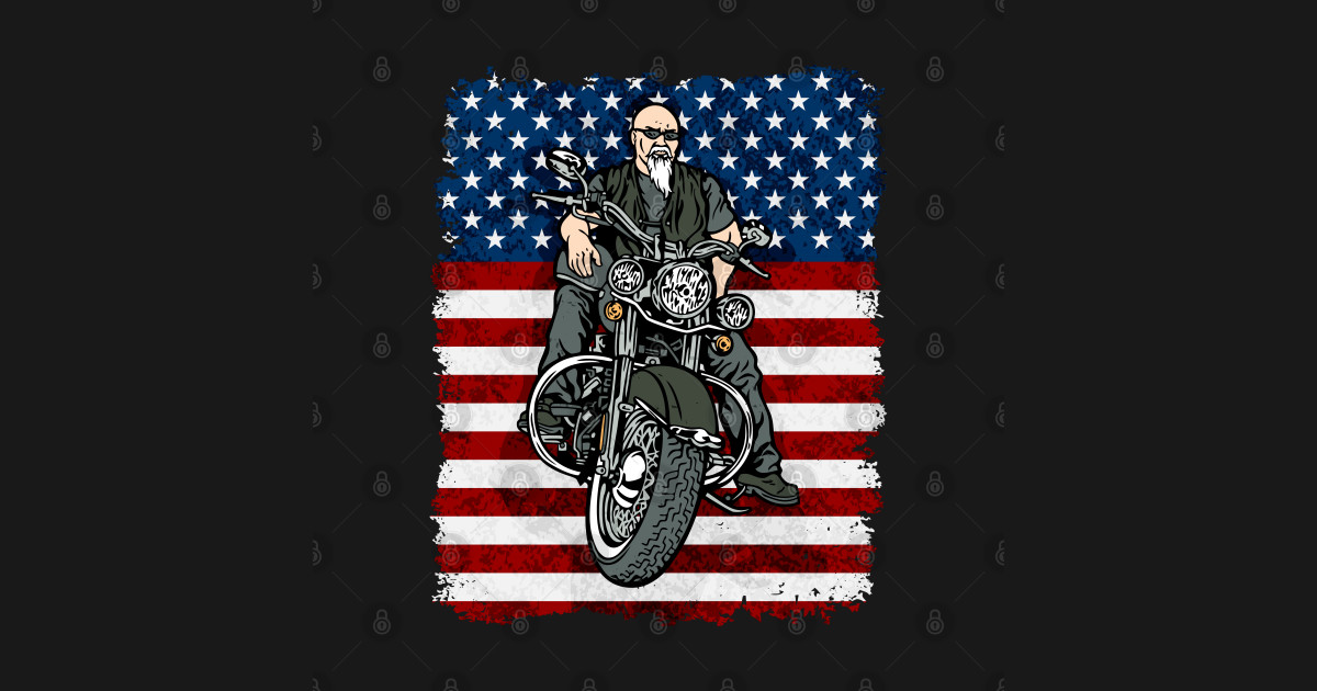 USA Biker American Flag Motorcycle - Biker - T-Shirt | TeePublic