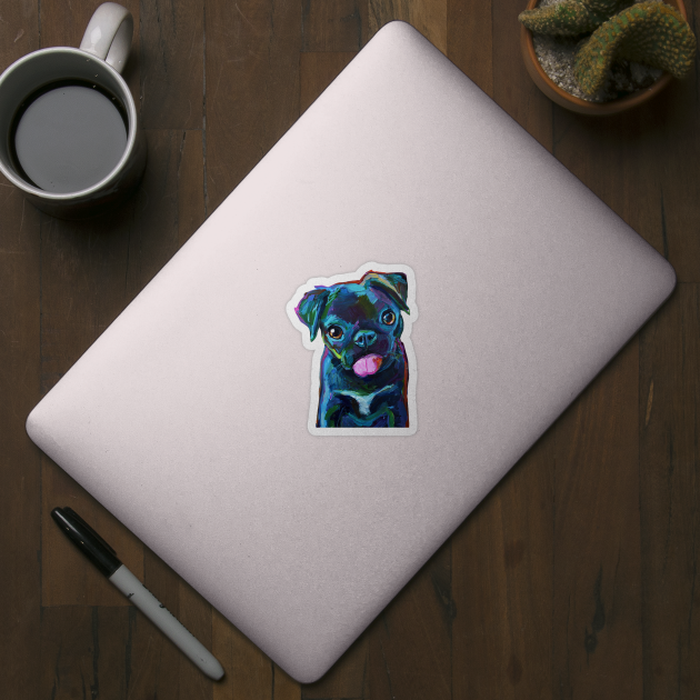 CUTE BLACK PUG PUPPY - Black Pug - Sticker | TeePublic