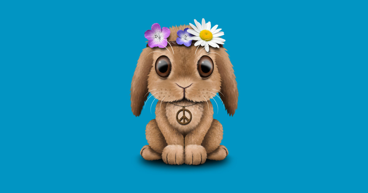 Cute Baby Bunny Hippie - Baby Bunny - Posters and Art Prints | TeePublic