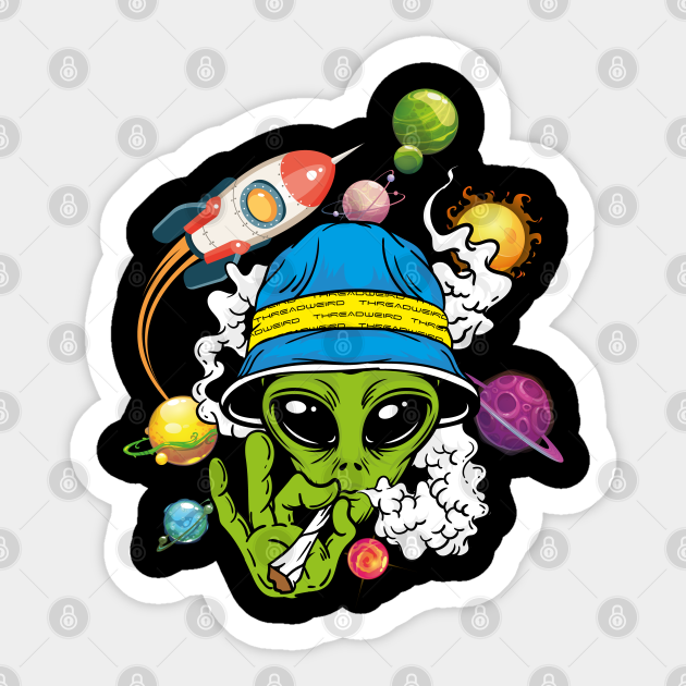 Alien Smoking Weed - Alien Smoking Weed - Sticker | TeePublic