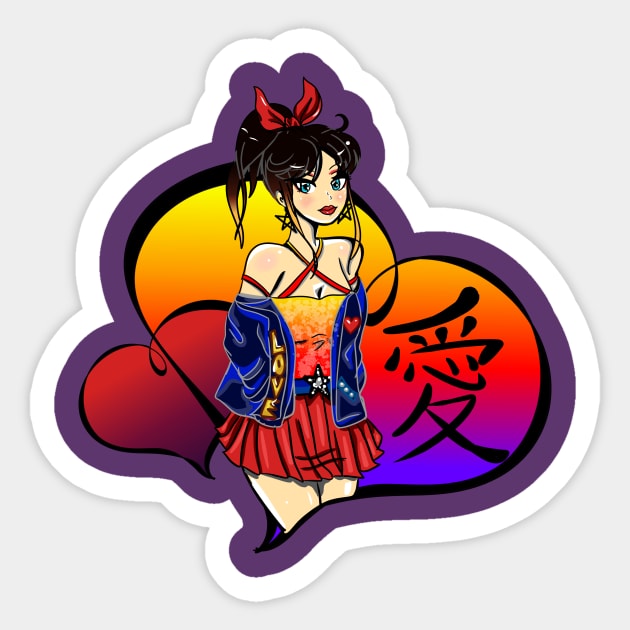 Anime Love Girl - Anime Girl Face - Sticker | TeePublic