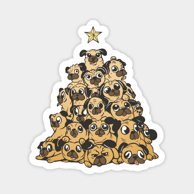 Cute Christmas Tree of Pugs - Pug Christmas Tree - Magnet | TeePublic