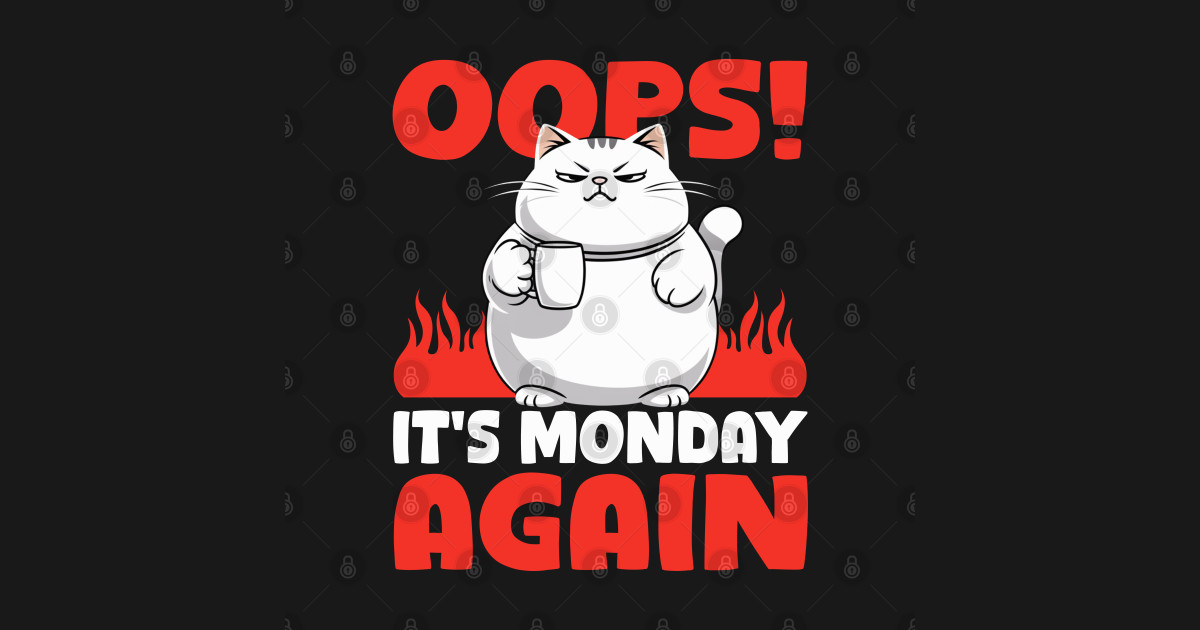 Funny Monday Sarcastic Cat Shirt Grumpy Coffee Cat | Oops It’s Monday ...