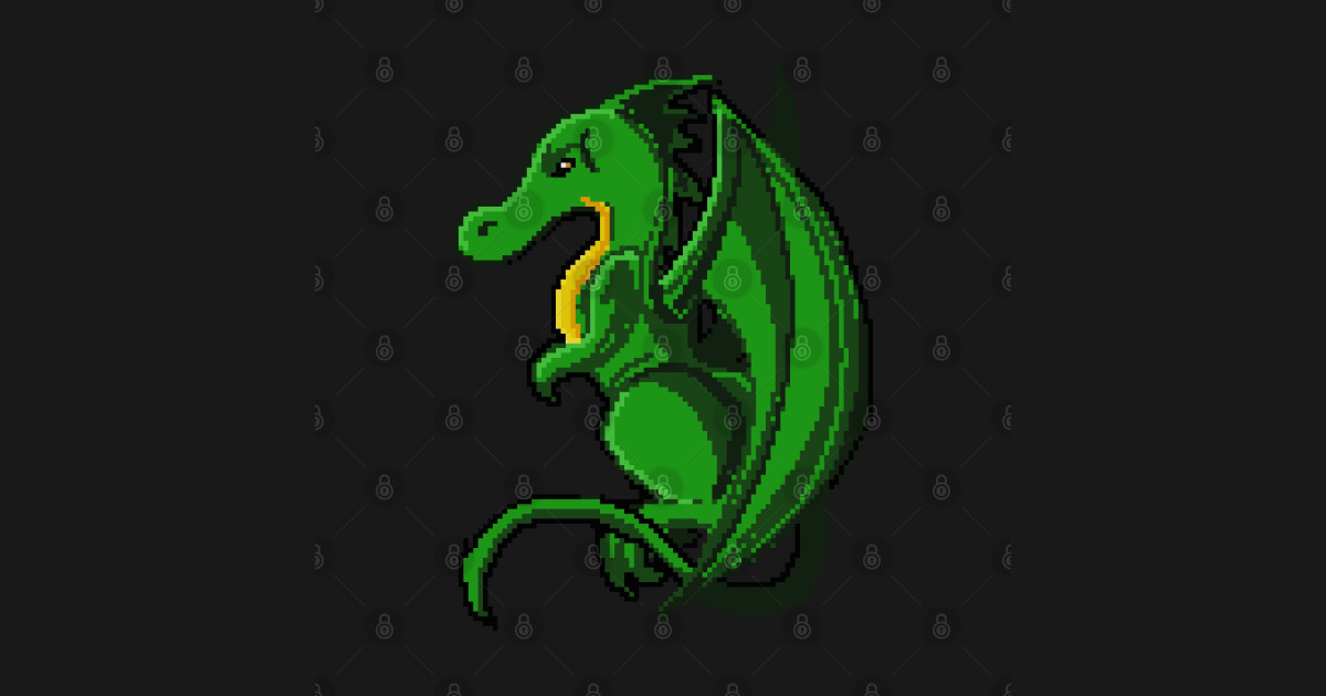 Dragon in flight pixel art - Green - Dragons - T-Shirt | TeePublic