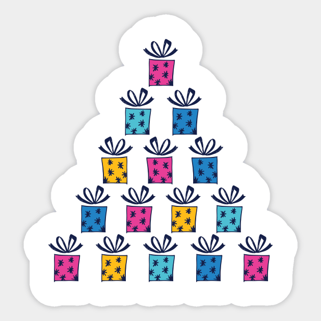 Cute Cartoon Present Stack - Christmas - Sticker | TeePublic