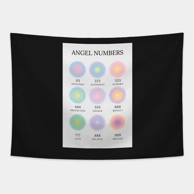Angel Numbers Chart Aura Aesthetic - Angel Numbers - Tapestry | TeePublic