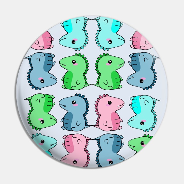 Pastel Baby Dinosaur Pattern for Dino Fans - Dinosaur - Pin | TeePublic