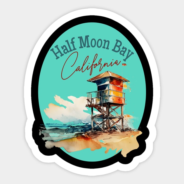 Half Moon Bay - Lifeguard Station - Sticker | TeePublic