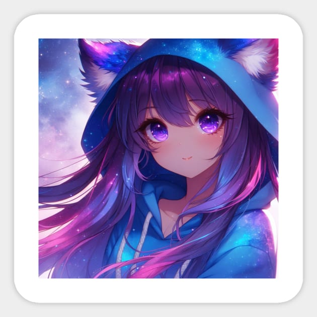 Galaxy Anime Girl - Anime Girls - Sticker | TeePublic