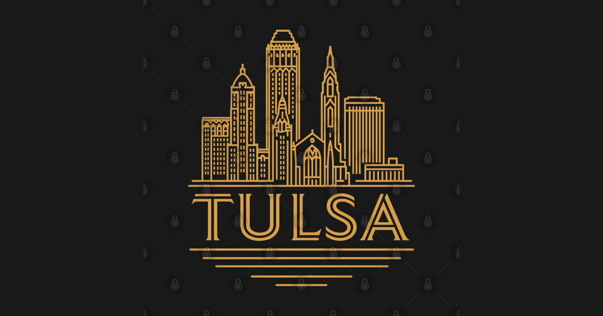 Tulsa Skyline Outline – Elegant Minimal City Design - Tulsa - T-Shirt ...