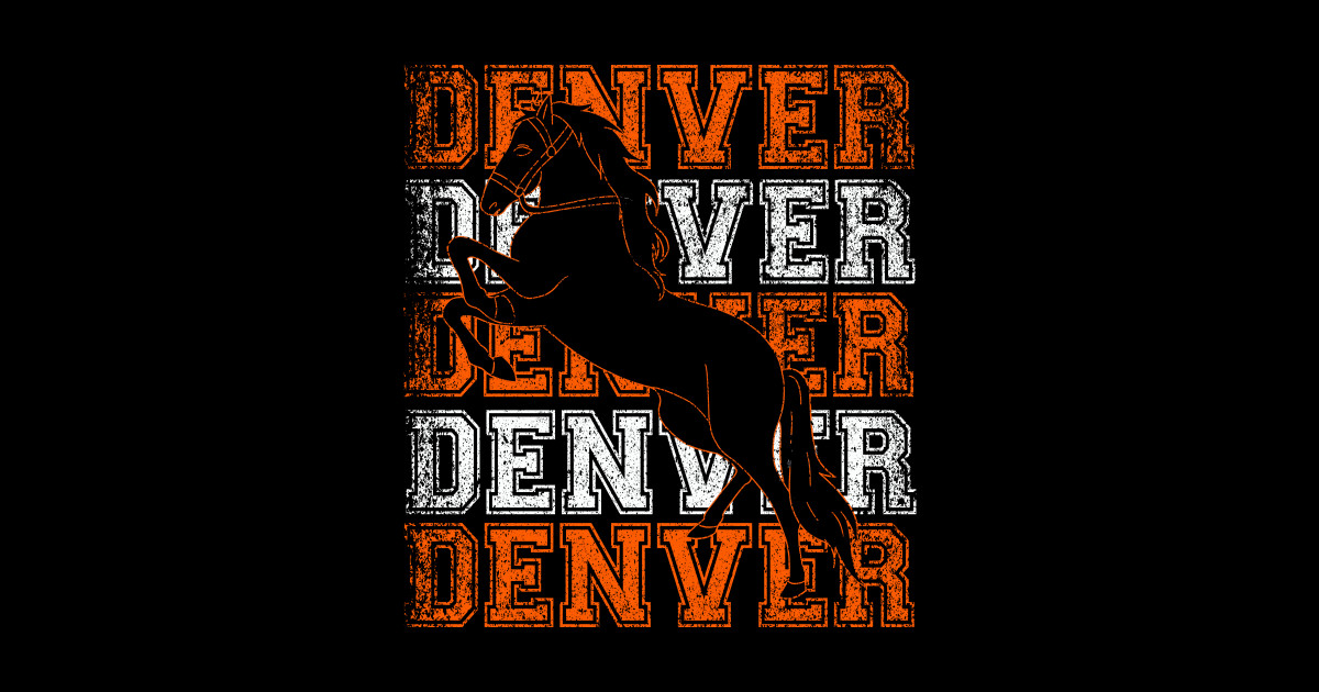 Vintage Denver Text Distressed Horse Outline Sports Spirit - Denver ...