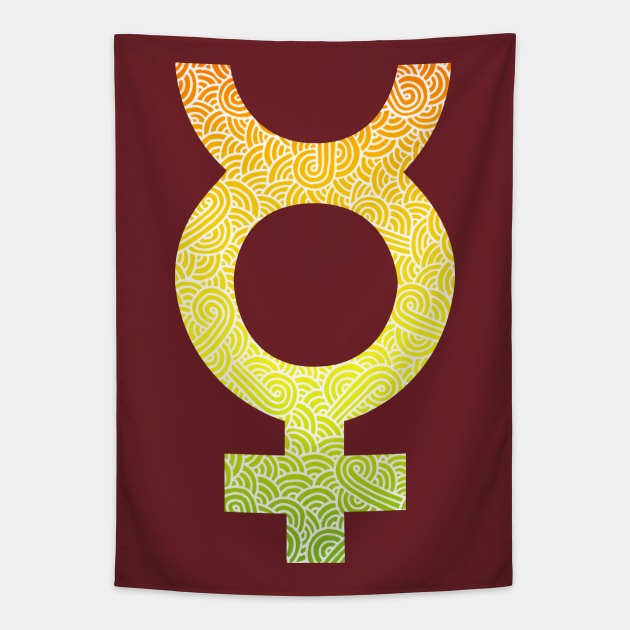 Ombré Hermaphrodite Flag And White Swirls Doodles Hermaphrodite