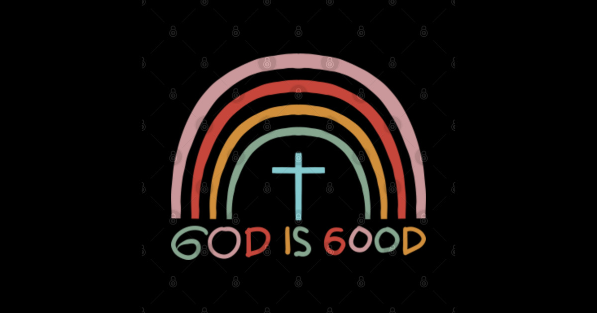 God is Good Rainbow Pattern Hand Drawing - Rainbow Pattern - Sticker ...