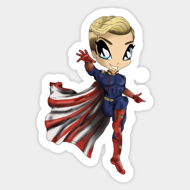 Homelander the boys superhero cartoon - Homelander - Sticker | TeePublic
